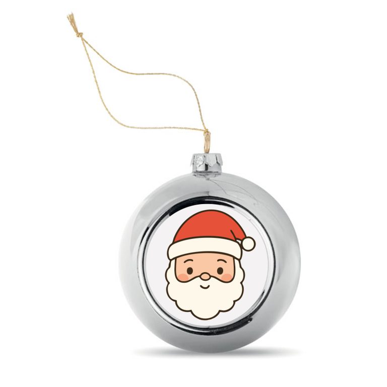 Kerstbal Zilver Kerstman Cartoon - 1001CAPS